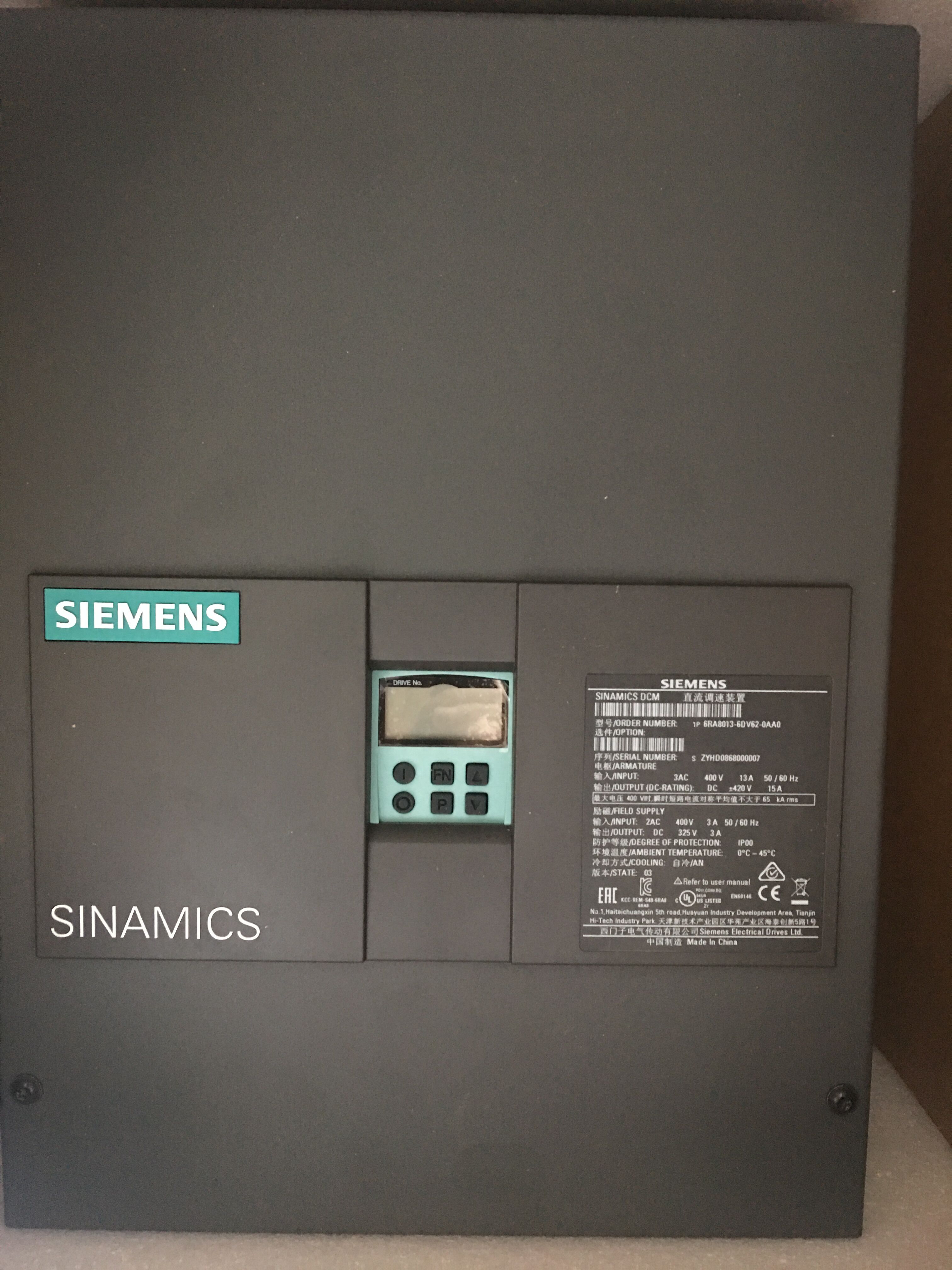 SIEMENS SINAMICS DCM DC converter for 4-quadrant drives 6RA8087-6DV22-0AA0